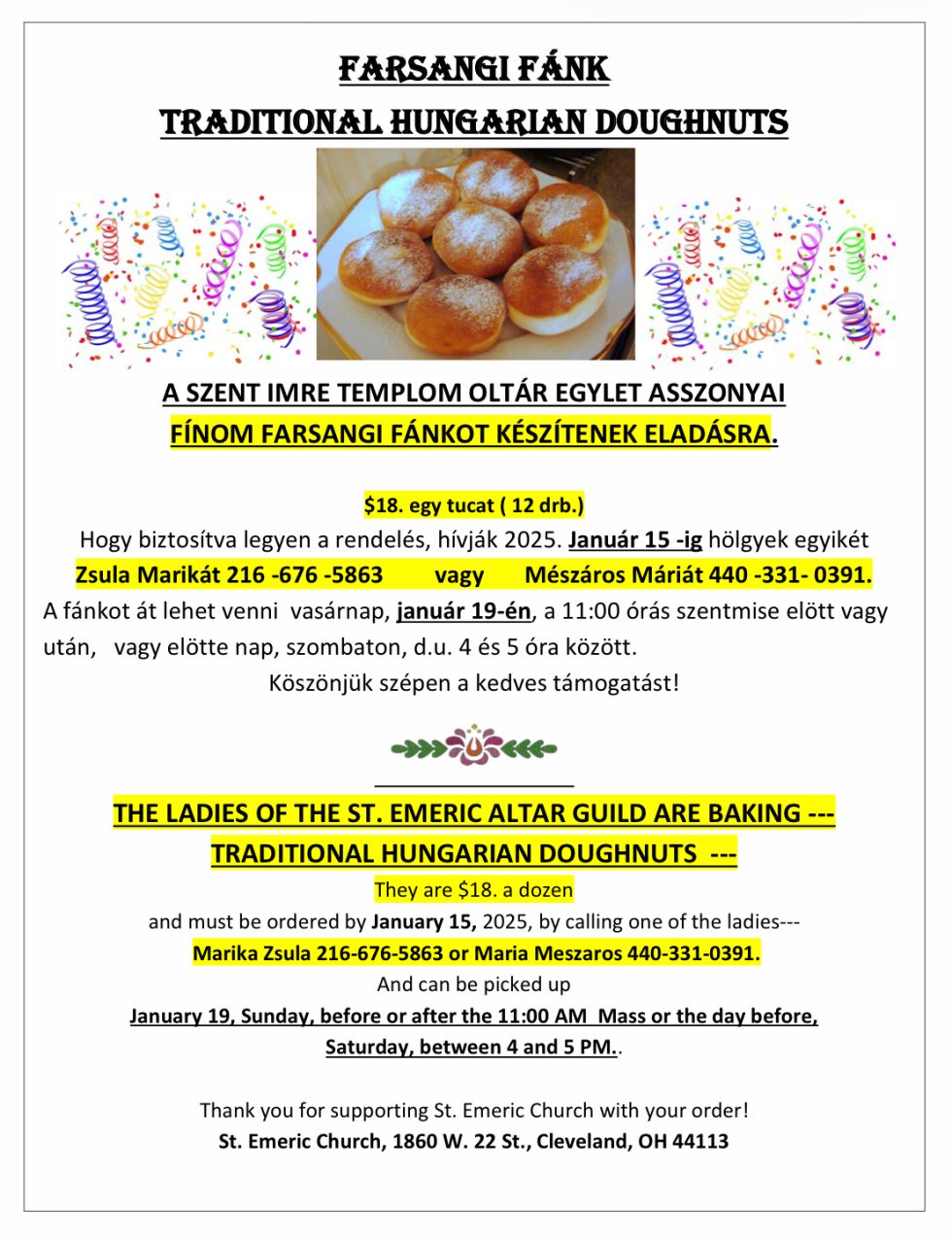 Traditional Hungarian Doughnuts / Farsangi Fánk - United Hungarian ...